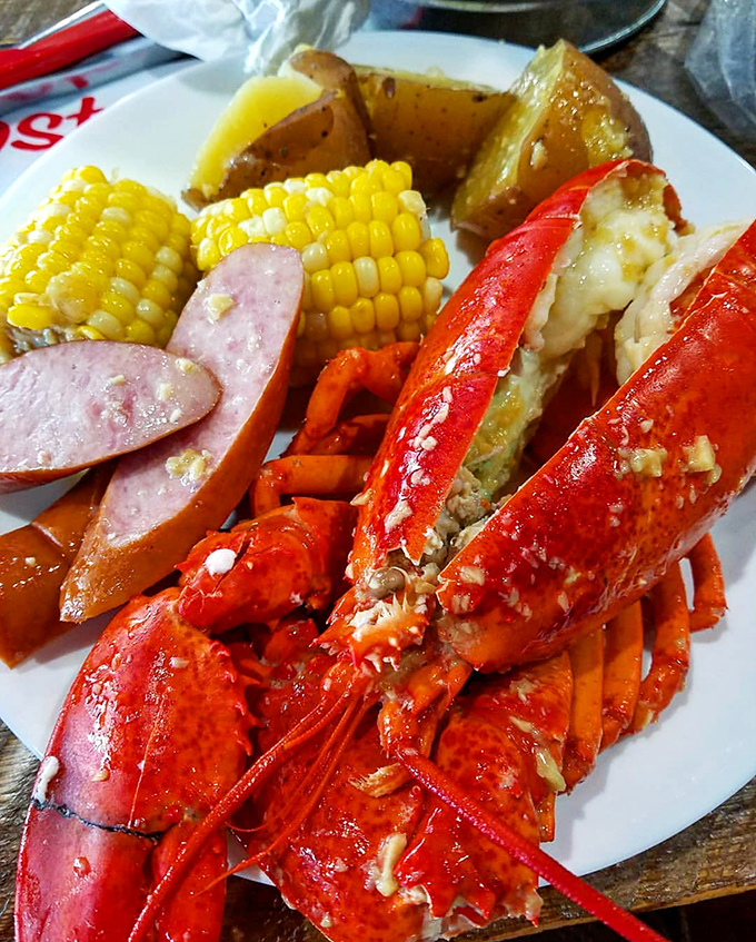 Holy crustacean! This isn't just a meal; it's a seafood spectacular. Corn, potatoes, and sausage join the party &ndash; utensils optional, bibs recommended.