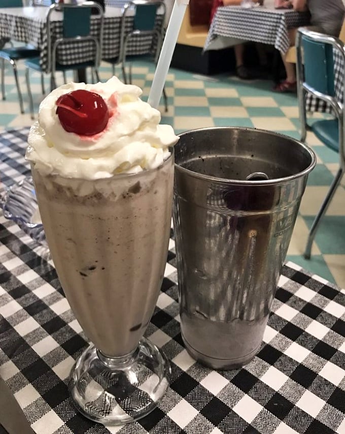 Shake, rattle, and roll! This milkshake is so thick, you might need to borrow the King's hips just to sip it.