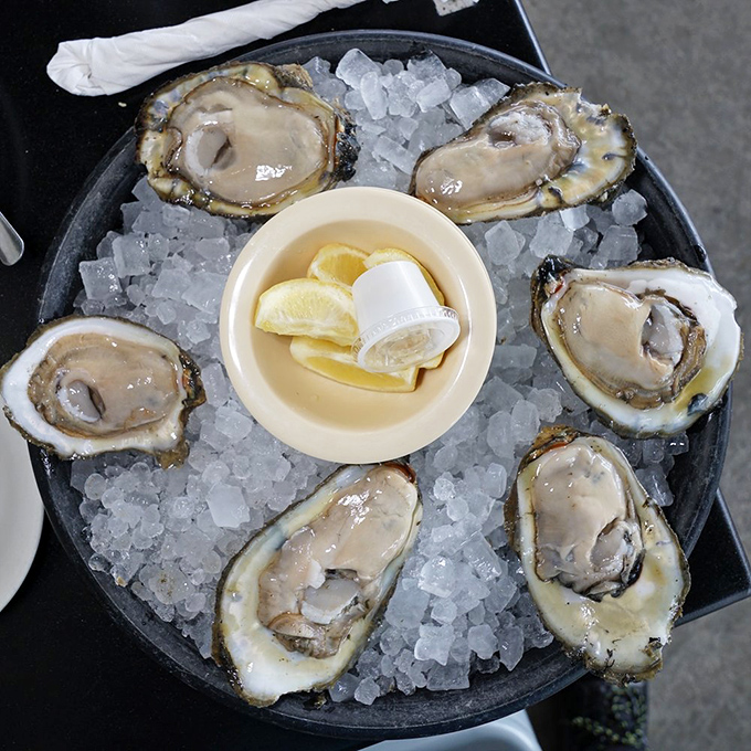 Oysters so fresh, they're practically doing the backstroke! These briny beauties are nature's perfect appetizer, served up with a side of coastal bliss.