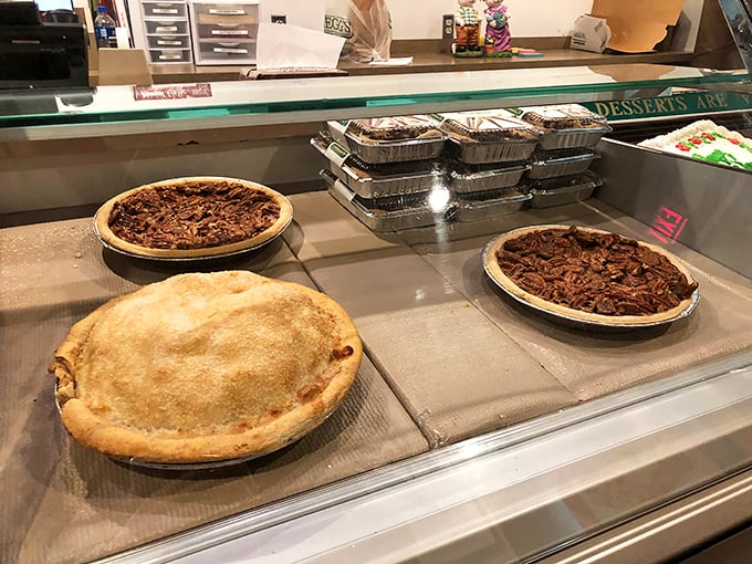 Pie paradise alert! These golden-crusted beauties are lined up like contestants in a deliciousness pageant. It's not a question of if you'll indulge, but how many slices you'll try.