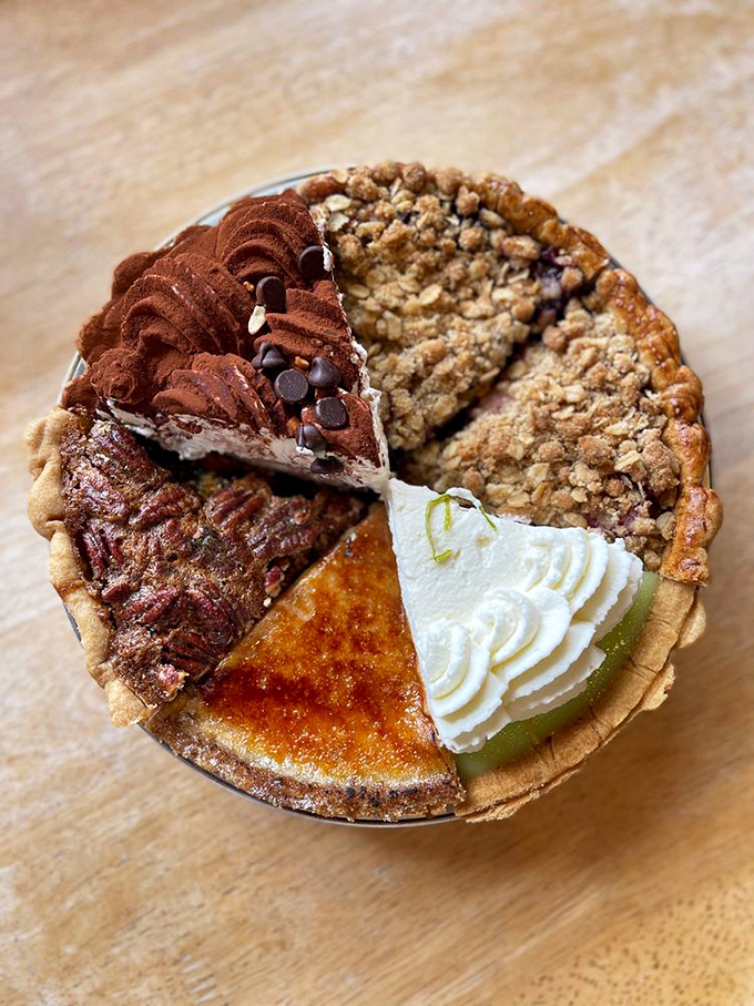 The pie sampler that dreams are made of. It's like a flavor roulette, but everyone's a winner!