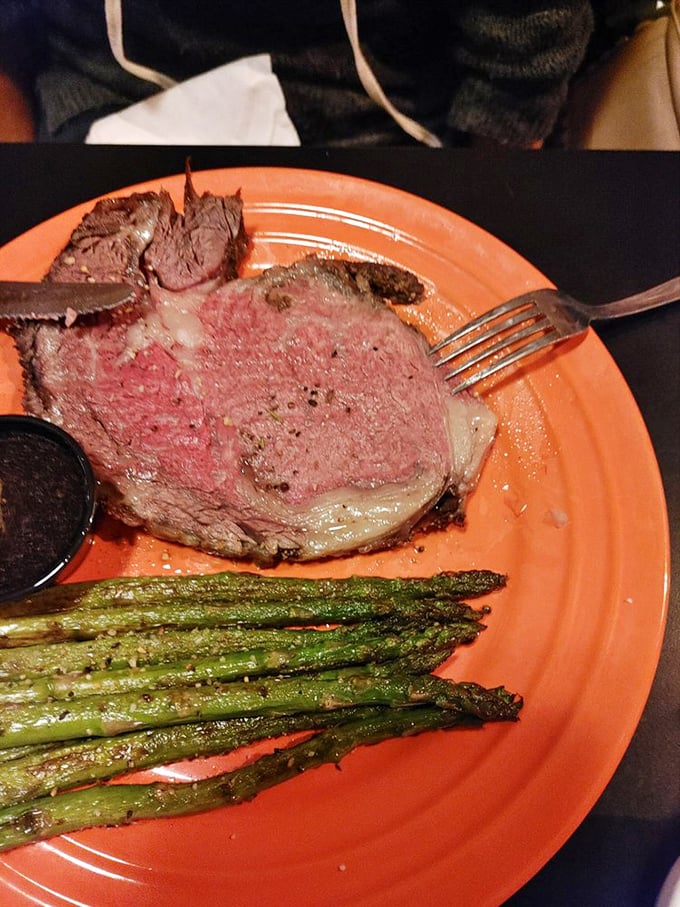 Holy cow! This prime rib isn't just a meal, it's a religious experience. Juicy, perfectly pink, and big enough to make Fred Flintstone jealous.