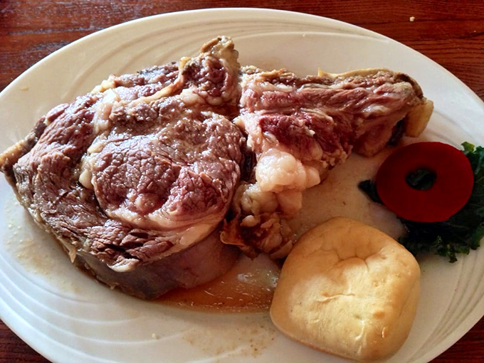 Holy cow! This prime rib is so massive, it needs its own ZIP code. Juicy, perfectly seasoned, and big enough to feed a small village.