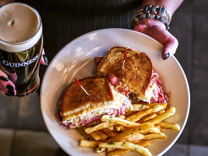Holy corned beef, Batman! This Reuben sandwich is stacked higher than my unread email inbox. Pass the napkins, please!