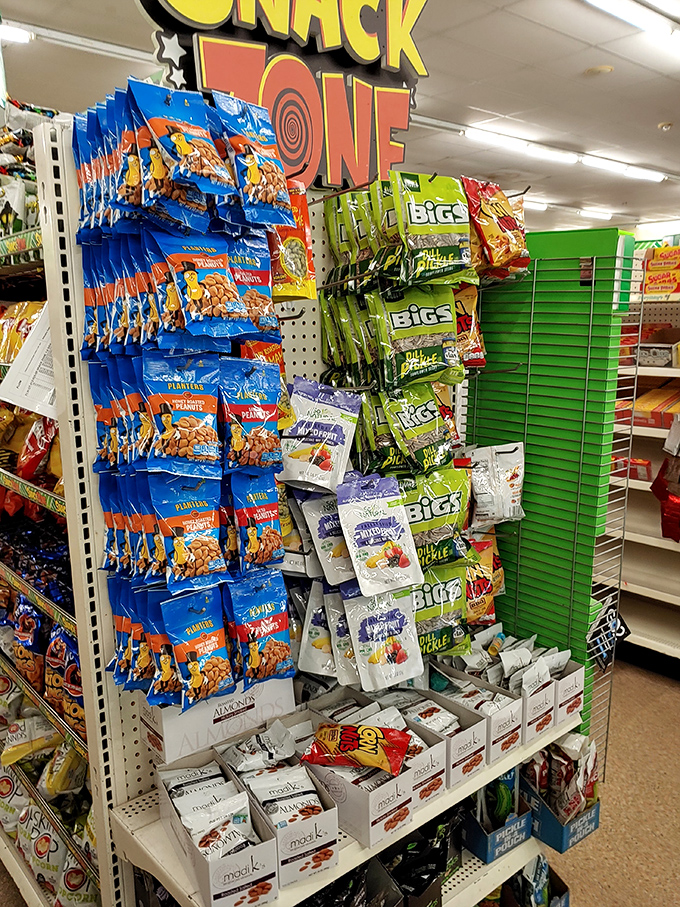 Snack attack central! This aisle is like a convenience store had a baby with a bargain bin.