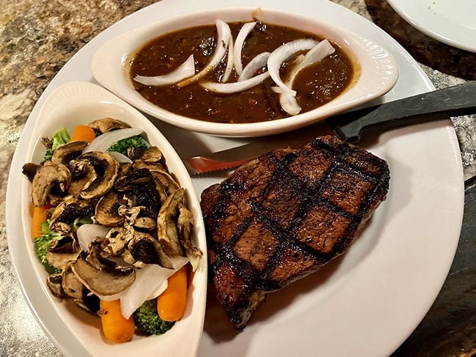 Steak so good, it'll make you want to write home to mama. Just look at that char &ndash; it's like edible artwork!