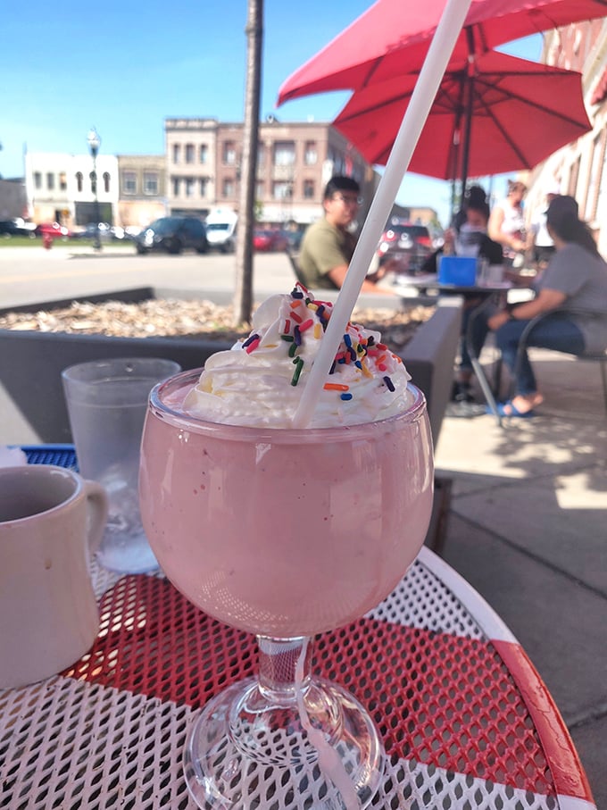 Pink perfection in a glass! This strawberry milkshake isn't just a drink, it's a summer day with a straw. Bonus: It counts as a serving of fruit, right?