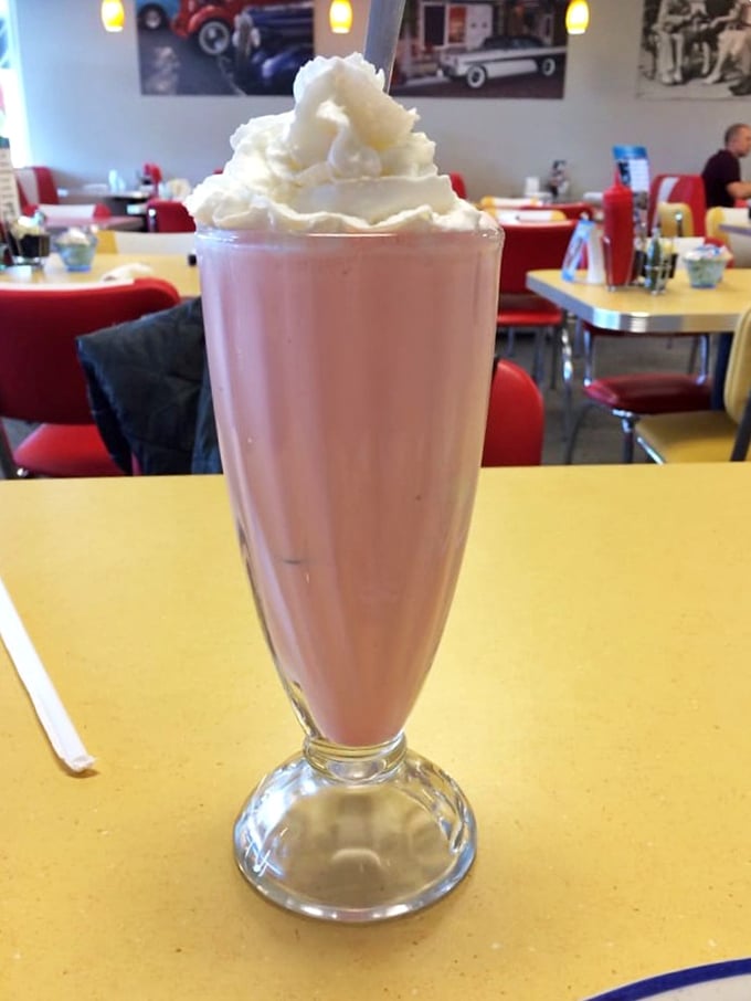 Behold, the strawberry milkshake that launched a thousand Instagram posts. It's so thick, your straw might need a pep talk.