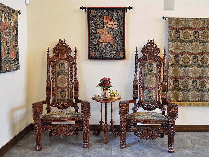 Fit for a king and queen... or at least anyone who's binge-watched "Game of Thrones." These ornate thrones will have you plotting to claim the Iron Throne.