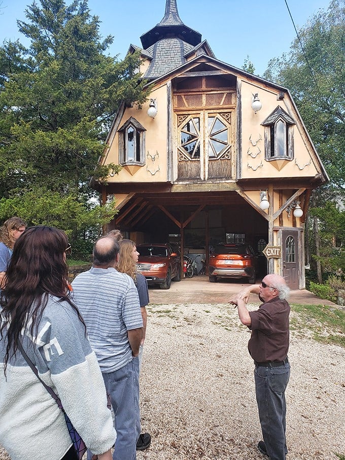 Castle tour or time travel? These visitors look like they've stumbled upon a portal to another era. No DeLorean required!