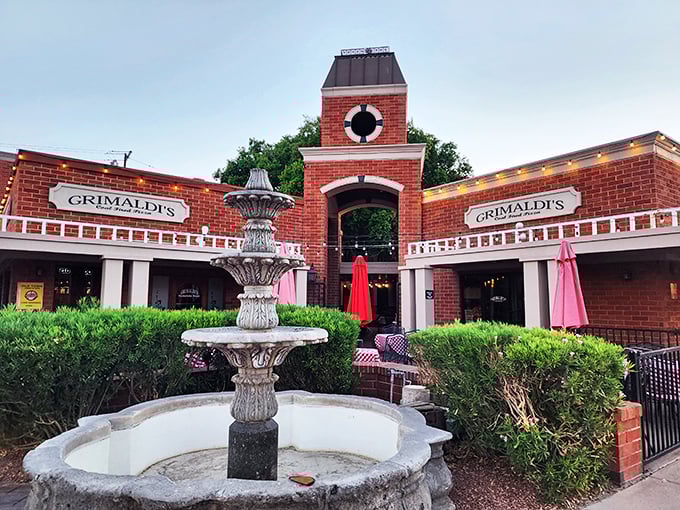 Grimaldi's elegant brick façade and fountain create a little slice of Brooklyn sophistication in the desert—coal-fired dreams under Arizona skies.