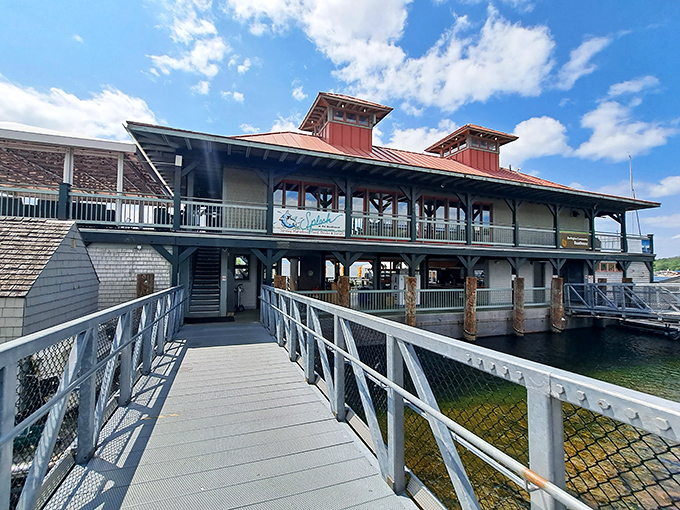Splash at the Boathouse: Where lake views and seafood dreams collide. It's dinner and a show, courtesy of Mother Nature!