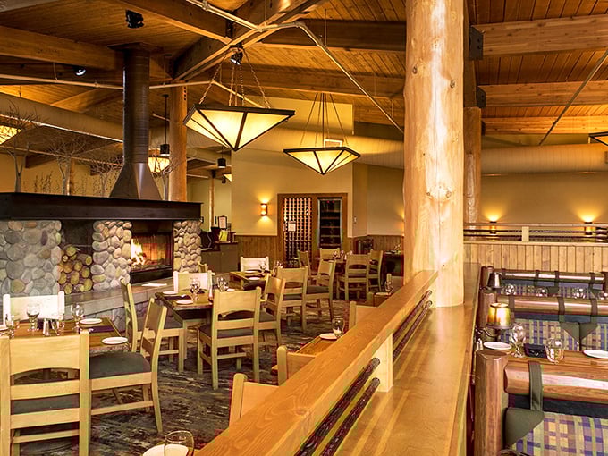 Rustic elegance meets carnivorous delights at Canyon Steakhouse. It's like a bear's dream come true, minus the salmon and plus the comfortable seating.