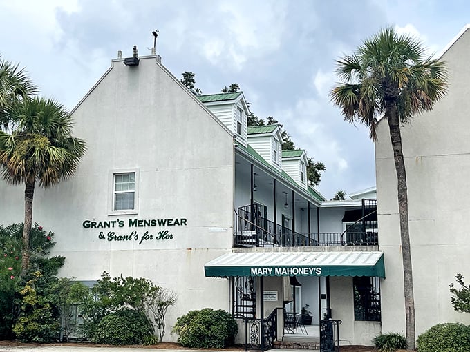 Old-world elegance meets new-world flavors: Mary Mahoney's entrance is your gateway to a culinary journey through time.