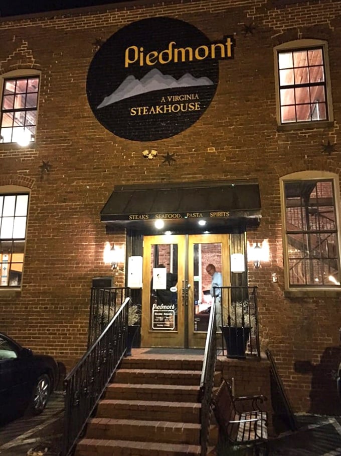 By day, a charming brick building. By night, a beacon for beef lovers. Piedmont: where steak dreams come true!