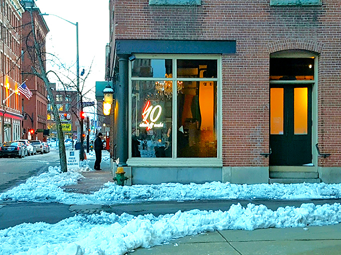 Neon dreams and meaty schemes. Ten Prime's storefront promises a night of culinary adventure – just follow the glow and let your taste buds lead the way.