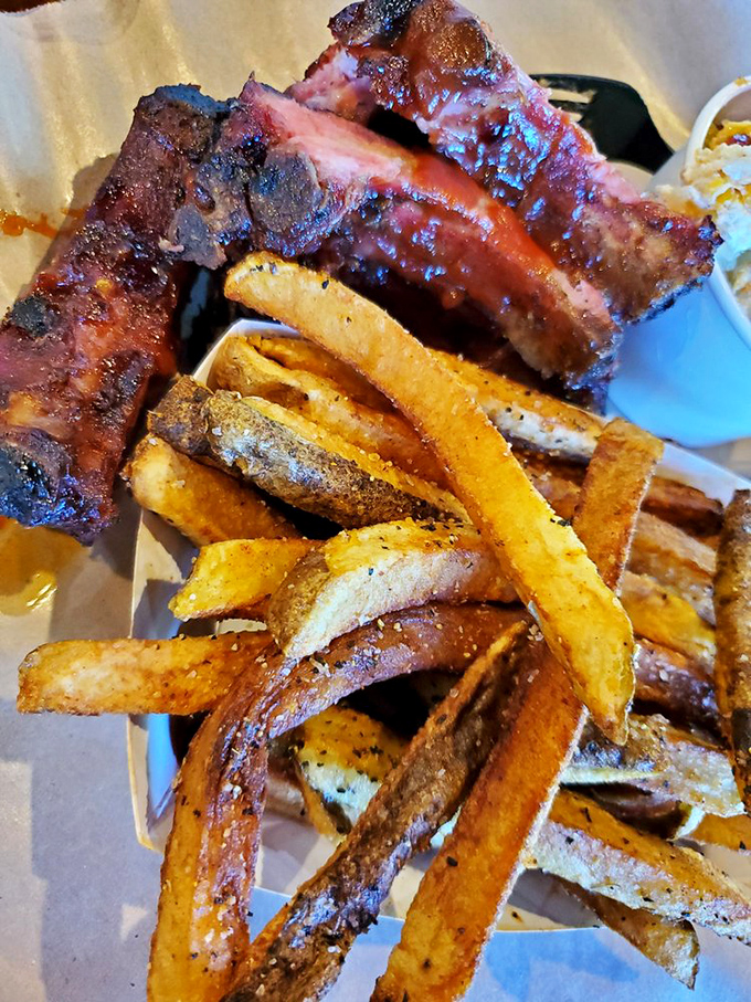 Baby got back... ribs, that is! Paired with golden fries, it's a match made in comfort food heaven.