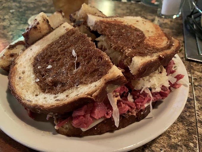 They say perfection doesn't exist, but this Reuben begs to differ. It's the Mona Lisa of sandwiches, with a side of crispy perfection.