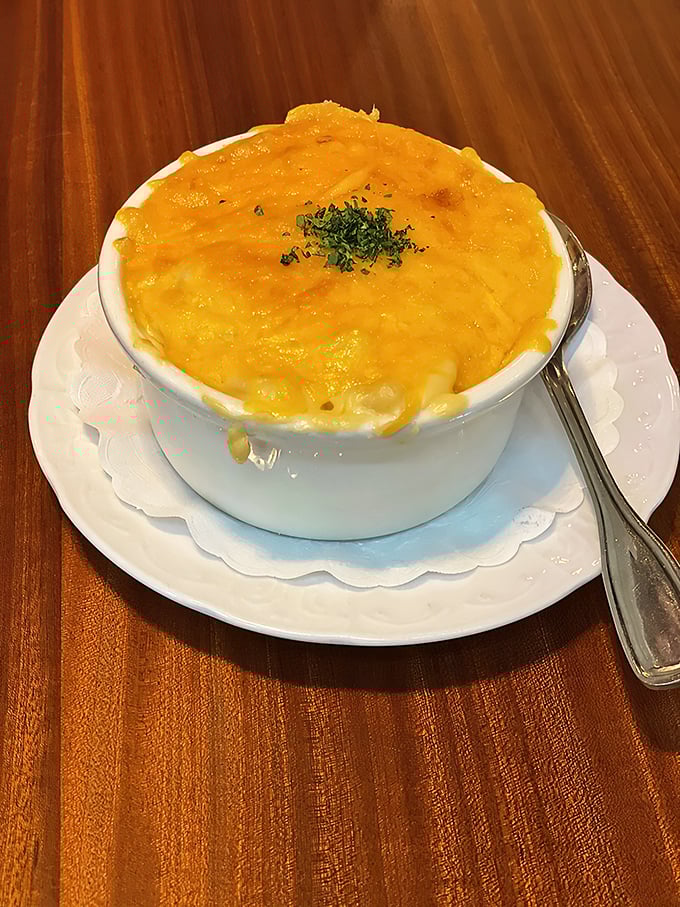 The holy grail of comfort food: mac and cheese with a crust so perfectly golden it deserves its own Instagram account.