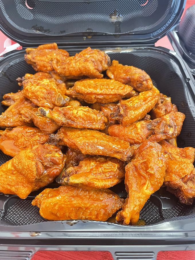 A box of joy, wrapped up and ready to go. It's like Christmas morning, but instead of presents, you get wings!