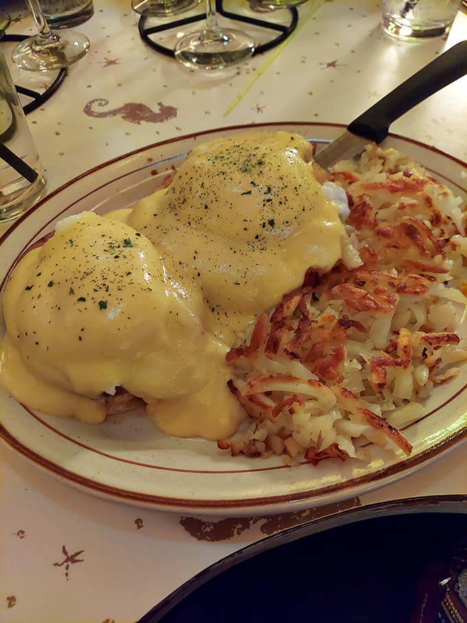 Eggs Benedict: where breakfast meets art. These golden orbs of deliciousness are like sunshine on a plate, ready to brighten your day.