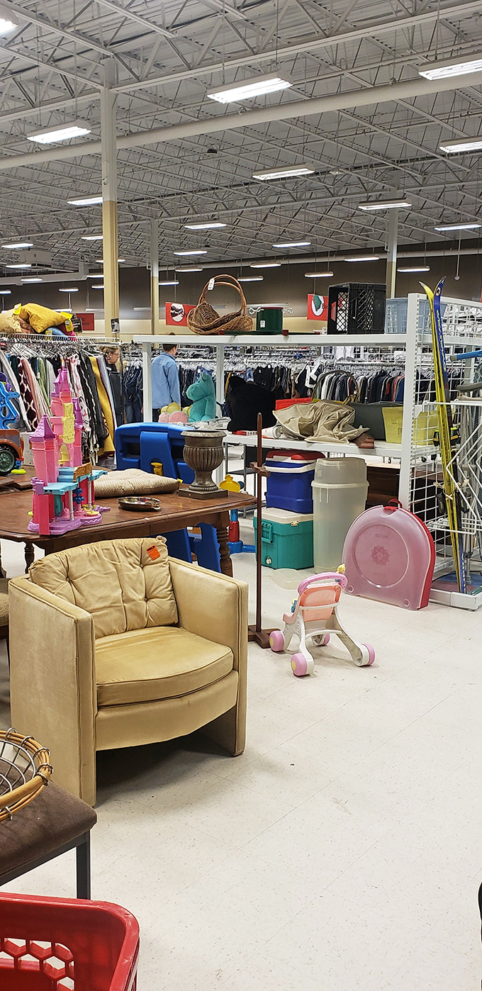 Thrifting adventures await as you explore this treasure trove of vintage furniture, colorful toys, and unique finds for your home.