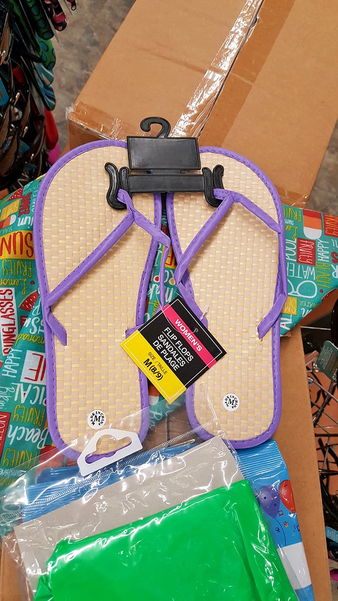 Flip-flops fit for a frugal pharaoh! These purple beauties prove you can walk like an Egyptian without spending like one.