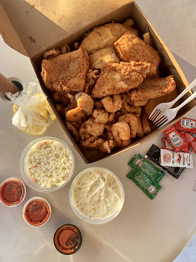 Davy Jones called. He wants his locker back. This Seafood Treasure Chest is a pirate's booty of crispy, golden delights from the deep.