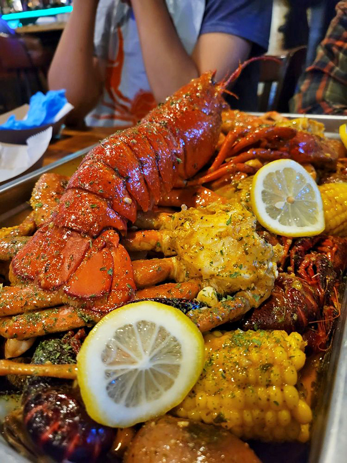 The Super Seafood Combo: where lobster, crab, and corn unite in a buttery symphony. It's like an all-star team of ocean flavors!