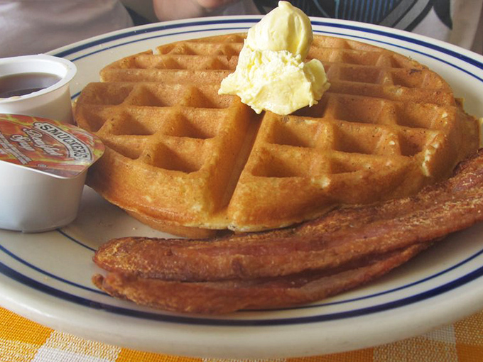 The classic duo: waffles and bacon. It's like Thelma and Louise, but with a happier ending for your taste buds.