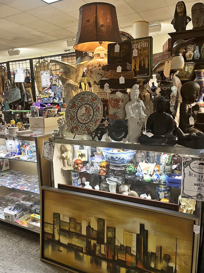 A treasure trove that puts Indiana Jones to shame. From delicate china to kitschy knick-knacks, this display is a time-traveler's dream come true.