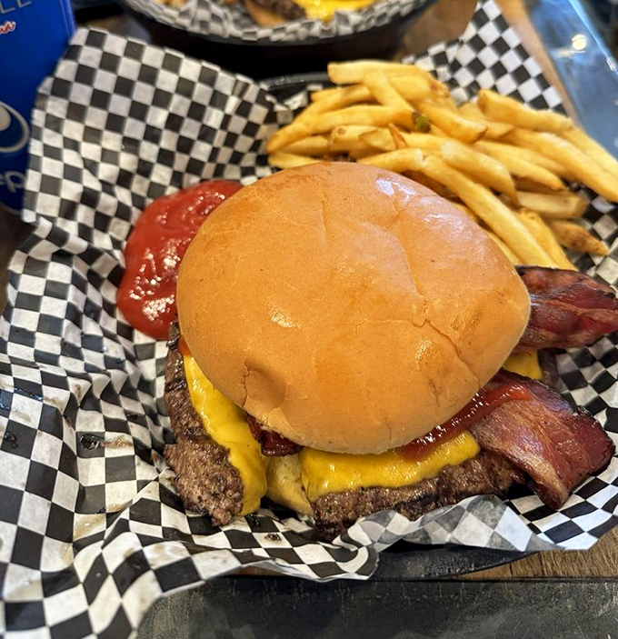 The bacon cheeseburger that launched a thousand diets... and promptly sank them. Resistance is futile, my friends.