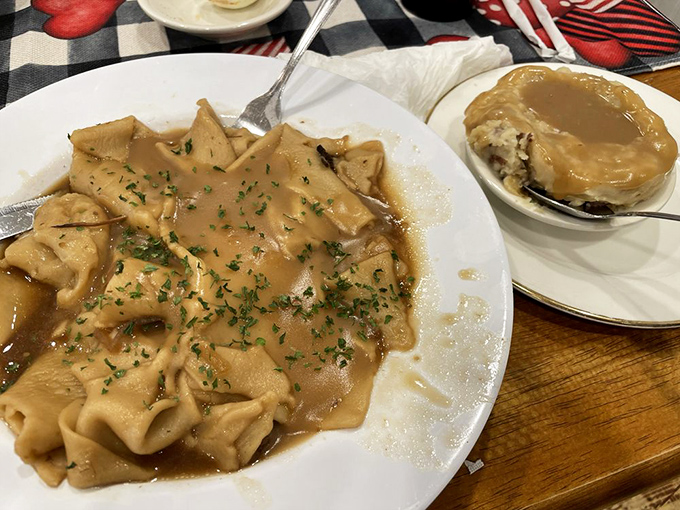 These dumplings swimming in savory gravy are what clouds must taste like in comfort food heaven.