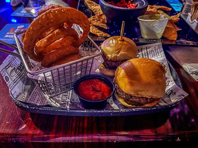 These Black Angus sliders aren't just miniature burgers; they're a duo of perfectly proportioned joy that proves good things come in small packages.