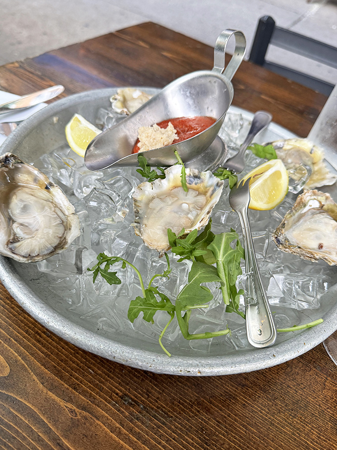Oysters on ice, looking twice as nice! These briny beauties are like nature's shot glasses, filled with the essence of the sea.