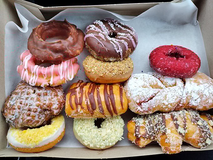 Breakfast of champions or midnight snack? This box of donuts is like a choose-your-own-adventure book, but every ending is delicious.