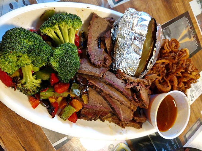 Meat lovers, rejoice! This brisket platter is the stuff carnivorous dreams are made of. It's so tender, it practically melts on your fork.