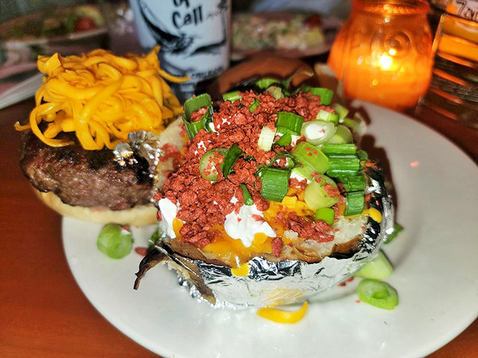 Cheese waterfall alert! This burger's sporting a cheddar toupee that would make Donald Trump jealous.