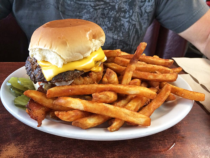 The classic combo that never goes out of style. This cheeseburger and fries duo is like the Sonny and Cher of the diner world.