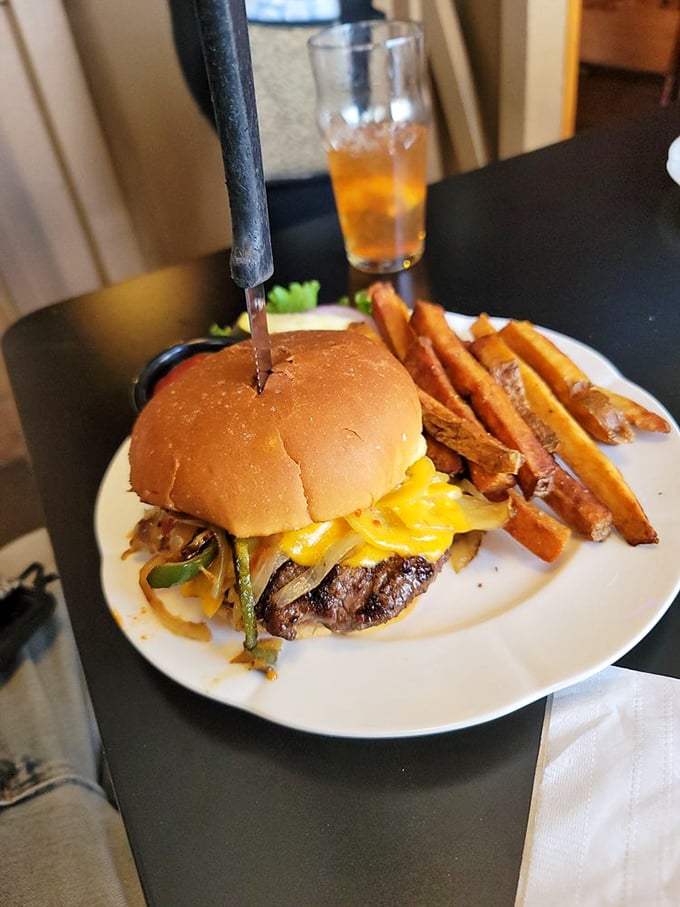 Behold, the burger of your dreams! This bad boy is ready to make your diet's retirement plans a reality.