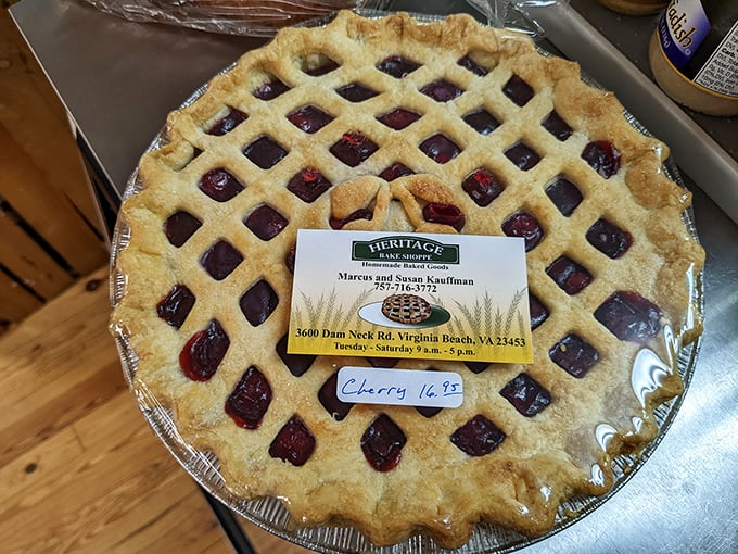 The lattice work on this cherry pie isn't just pretty &ndash; it's architectural evidence that someone's grandmother is definitely involved in the kitchen.
