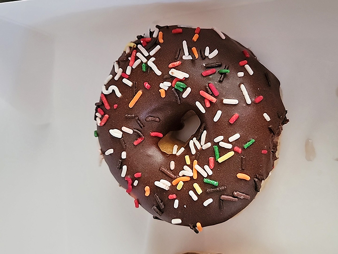 Sprinkle me happy! This chocolate-glazed beauty is the Beyonc&eacute; of donuts - a showstopper that demands your full attention.