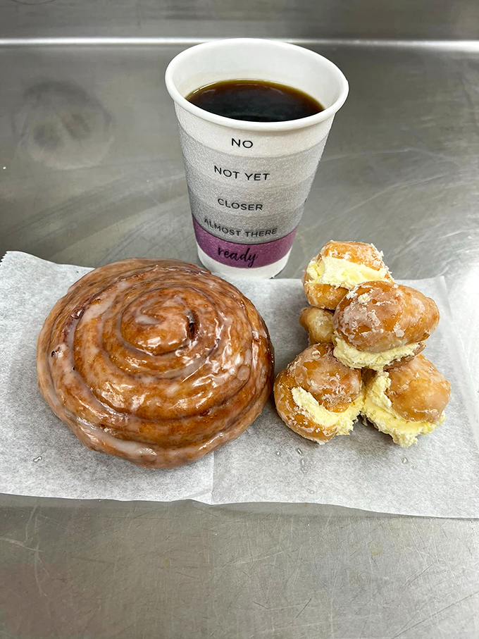 The holy grail of breakfast pastries. This cinnamon roll is so big, it needs its own zip code. Paired with coffee, it's pure bliss.