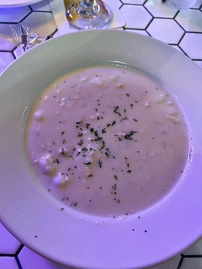 Up close and personal with the star of the show. This chowder's got more personality than a soap opera and more depth than a philosophical debate.