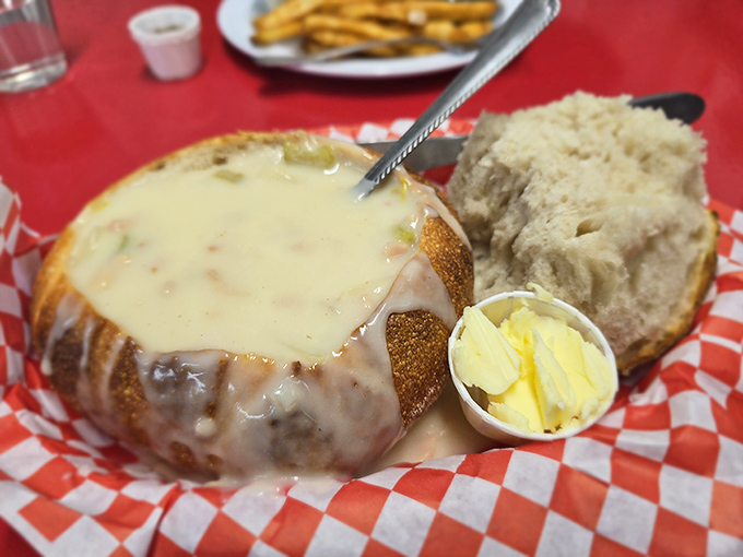 Bread bowl brilliance! When your soup comes with its own edible dish, you know you're in for a carb-loaded adventure.