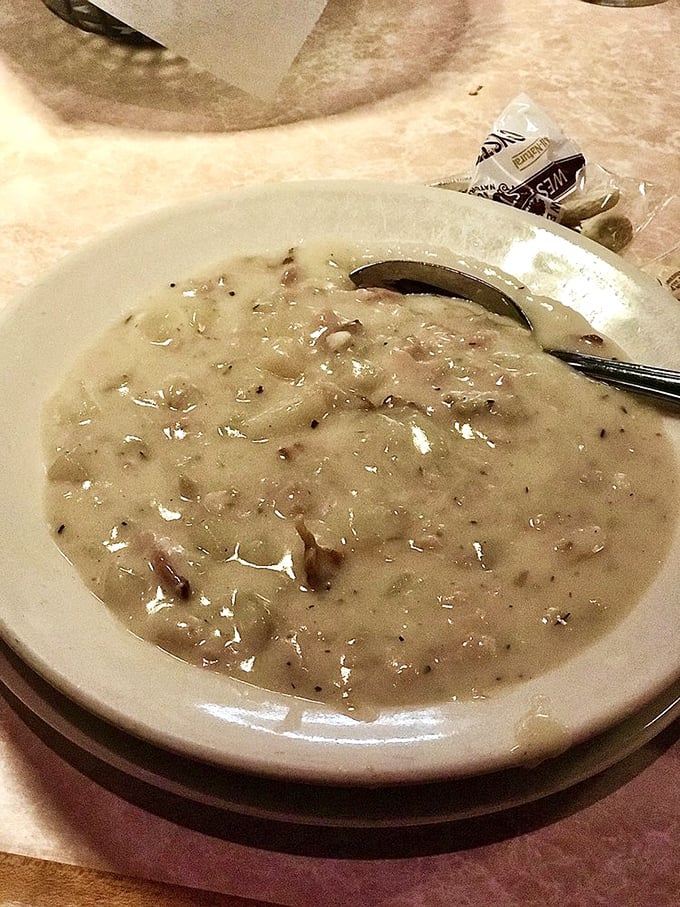Dive into a bowl of pure bliss. This clam chowder is so hearty, you might need a lifeguard to pull you out.
