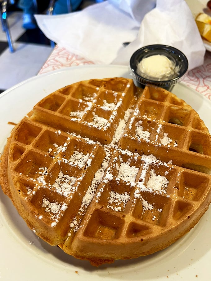 Waffle perfection achieved! Golden, crispy, and ready for its syrupy close-up. Mr. DeMille, I'm ready for my breakfast.
