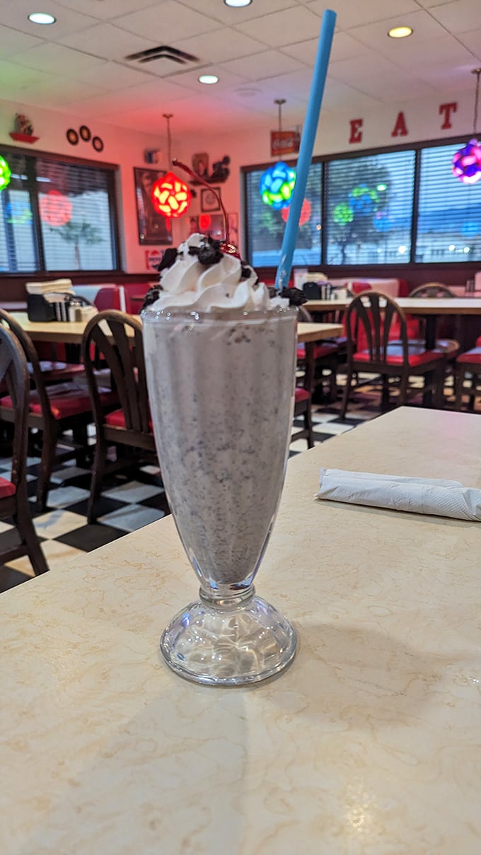 Cookies and cream, oh what a dream! This shake is so thick, your straw might need a pep talk before diving in. It's a dessert and an arm workout!