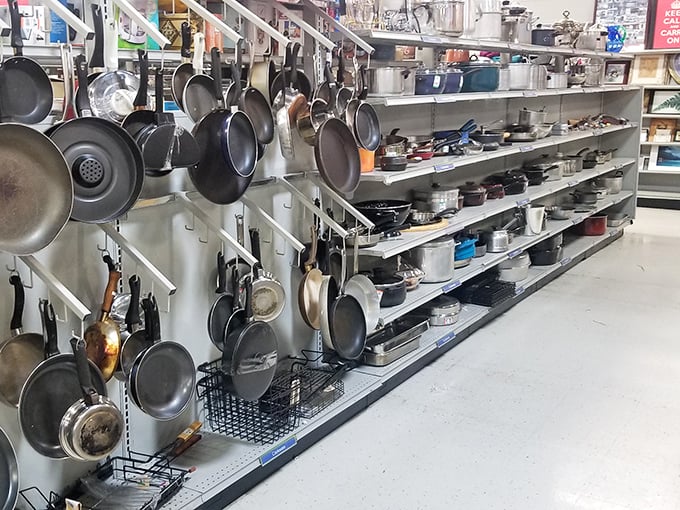 Pots and pans and culinary plans! This cookware collection could equip an aspiring chef or a doomsday prepper with equal enthusiasm.