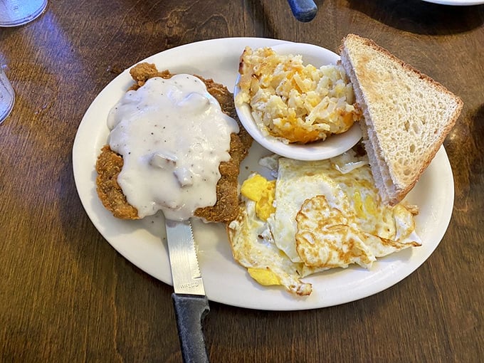 Country Fried Steak: Where comfort food meets cardiac care. But oh, what a delicious way to go!